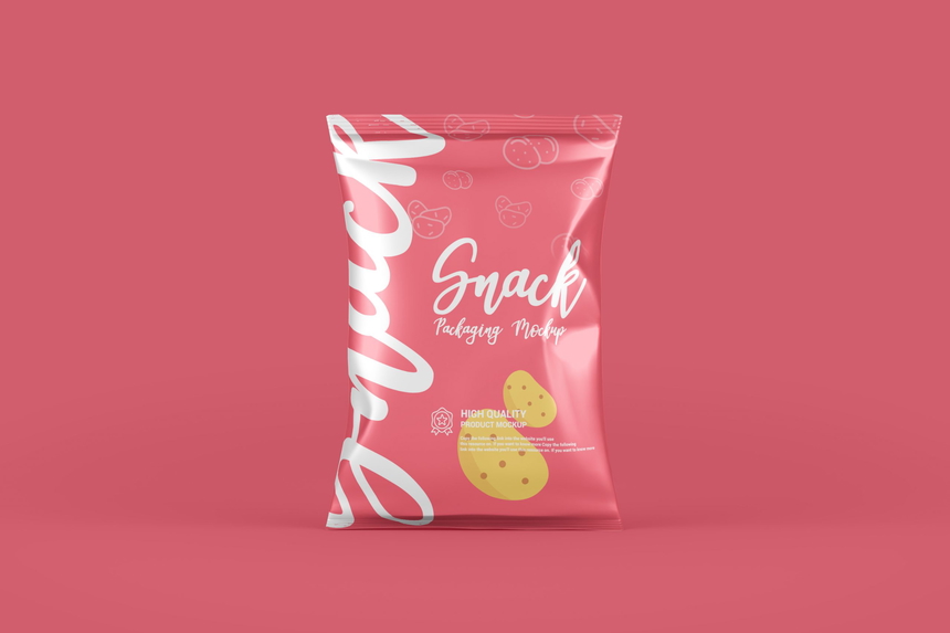 Premium Snack Foil Pack Packaging Mockup PSD | Mockupnest
