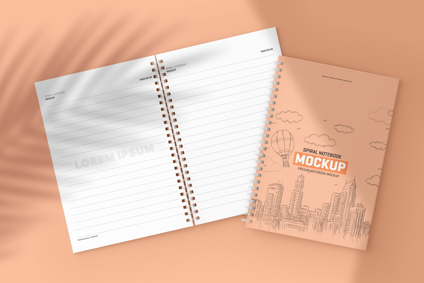 Spiral Notebook Mockup - MockupNest | Free & Premium Product Mock-Ups