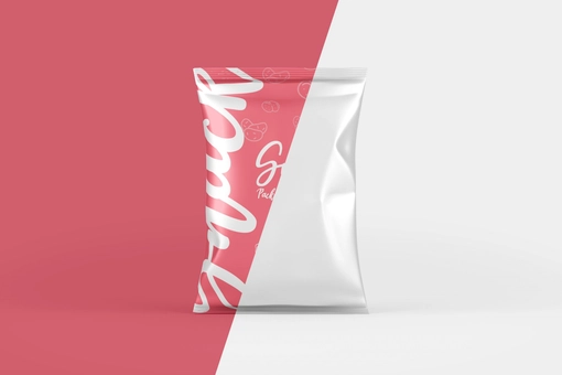 Premium Snack Foil Pack Packaging Mockup PSD | Mockupnest