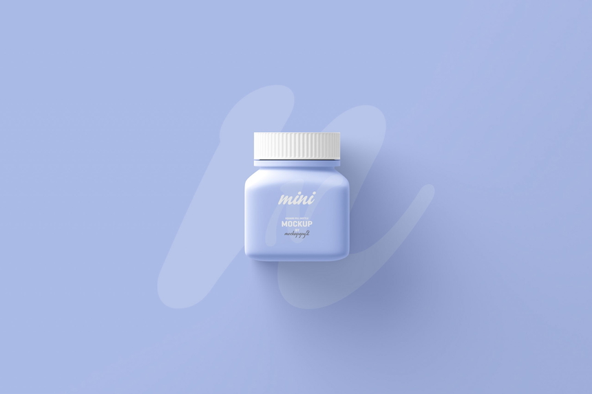 Small Square Pill Bottle Mockup - MockupNest | Free & Premium Product ...