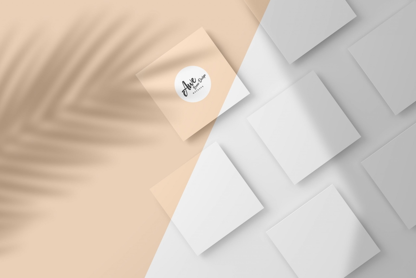 Square Business Card Mockup - MockupNest | Free & Premium Product Mock-Ups