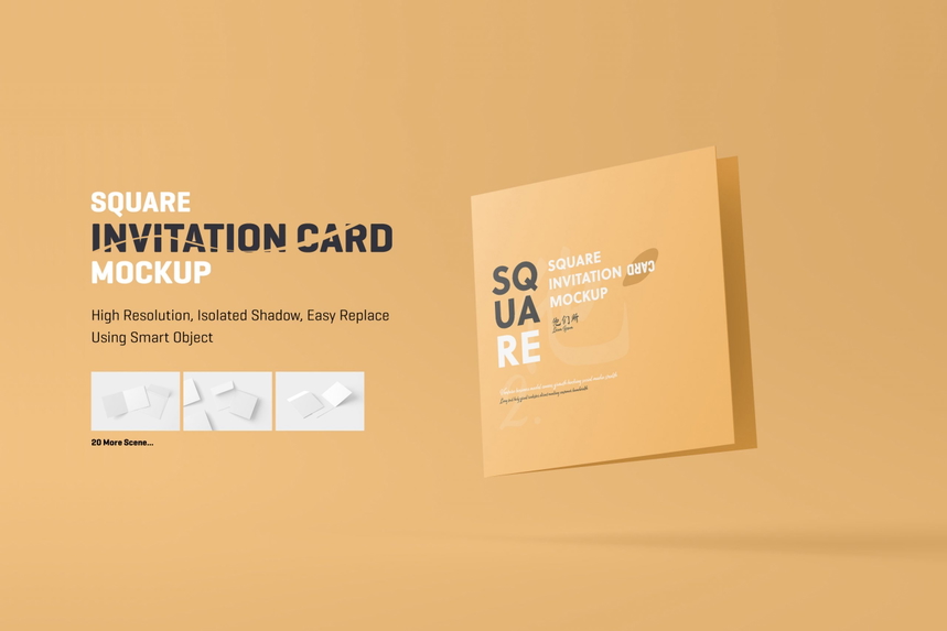 Square Folded Invitation Card Mockup | Mockupnest