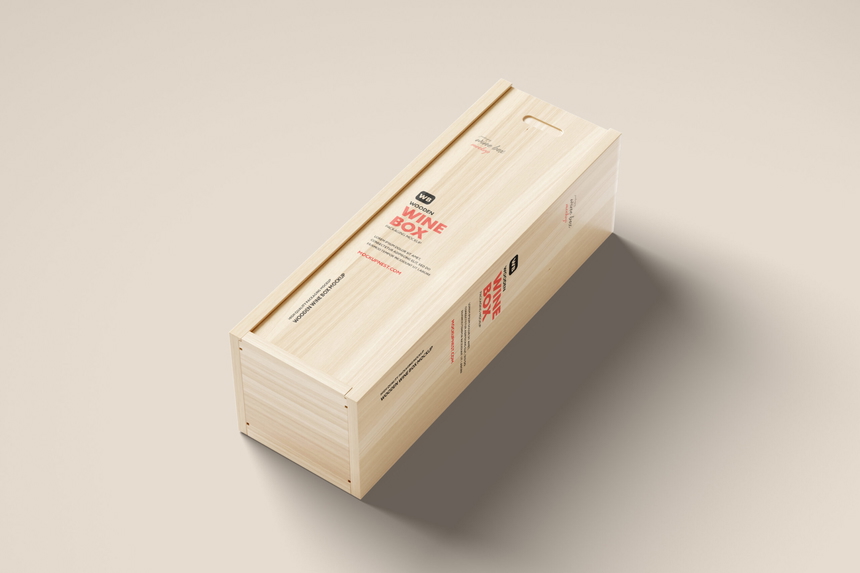 Free Wooden Wine Box Mockup | Mockupnest