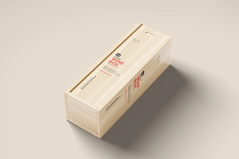Free Wooden Wine Box Mockup | Mockupnest