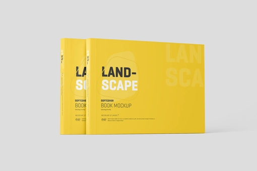 Free Softcover Landscape Book Cover Mockup | Mockupnest