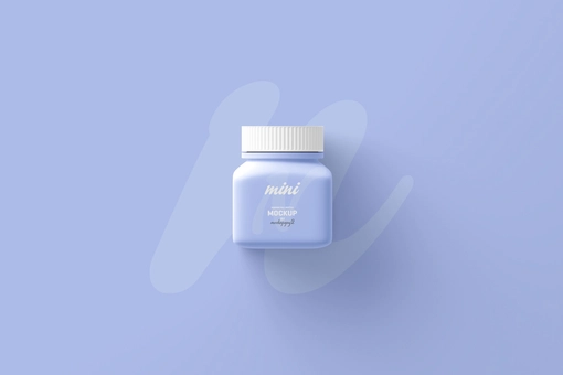 Free Small Square Pill Bottle Mockup | Mockupnest