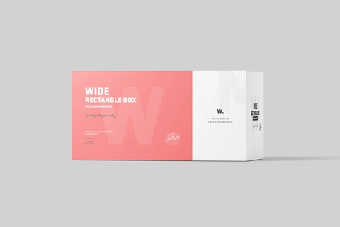 Free Packaging Wide Rectangle Box Mockup | Mockupnest