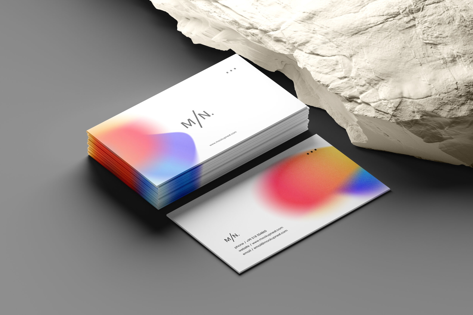 Free Business Card Mockup With White Rock | Mockupnest