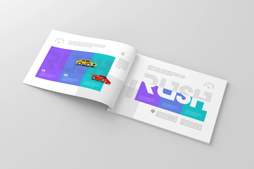 A4 Landscape Magazine Brochure Mockup | Mockupnest