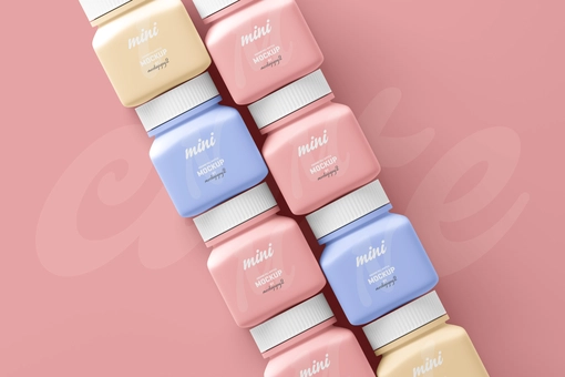 Small Square Pill Bottle Mockup | Mockupnest