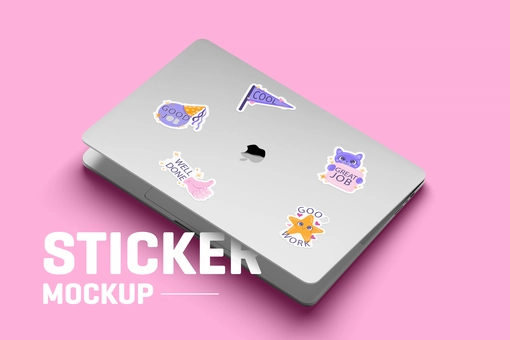 Laptop Sticker Mockup | Mockupnest