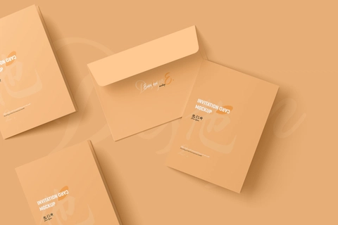 Free A5 Folded Invitation Card Mockup | Mockupnest