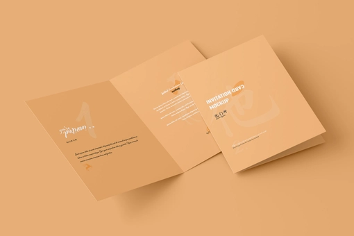 Free A5 Folded Wedding Invitation Card Mockup | Mockupnest