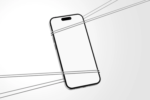 Floating iPhone 15 Pro Mockup With Rope | Mockupnest