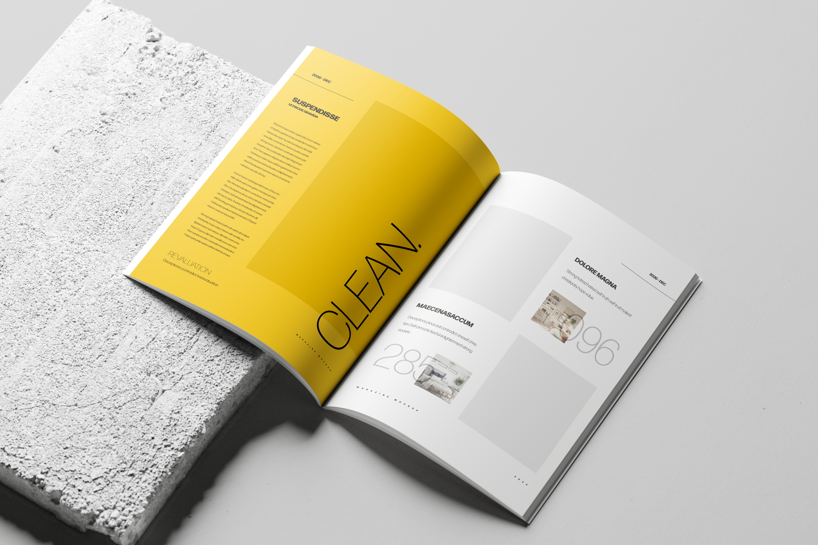 Free Open A4 Magazine Mockup On Concrete | Mockupnest