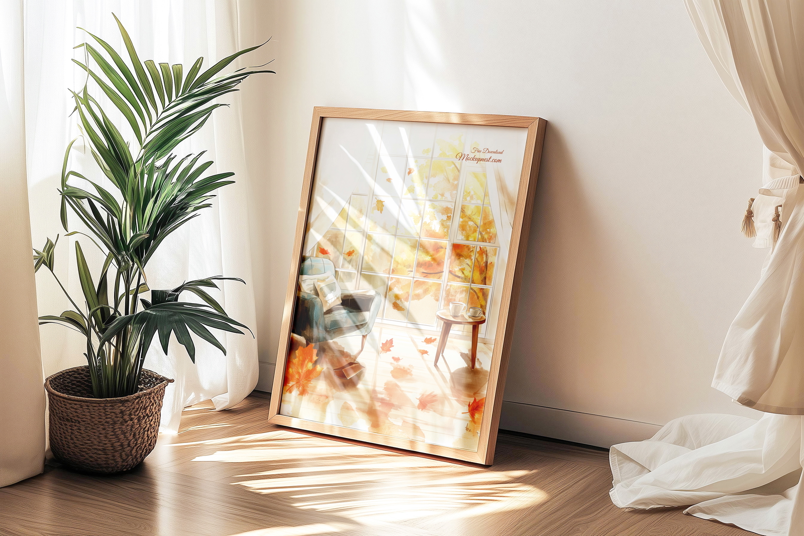 Free A3 Wooden Photo Frame Mockup | Mockupnest