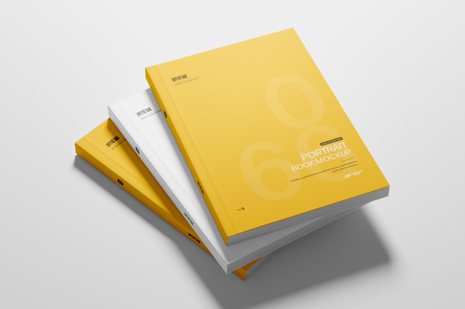 Stacked Softcover Portrait Book Cover Mockup | Mockupnest