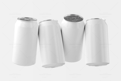 Four Floating 330ml Soda / Beer Can Mockup | Mockupnest