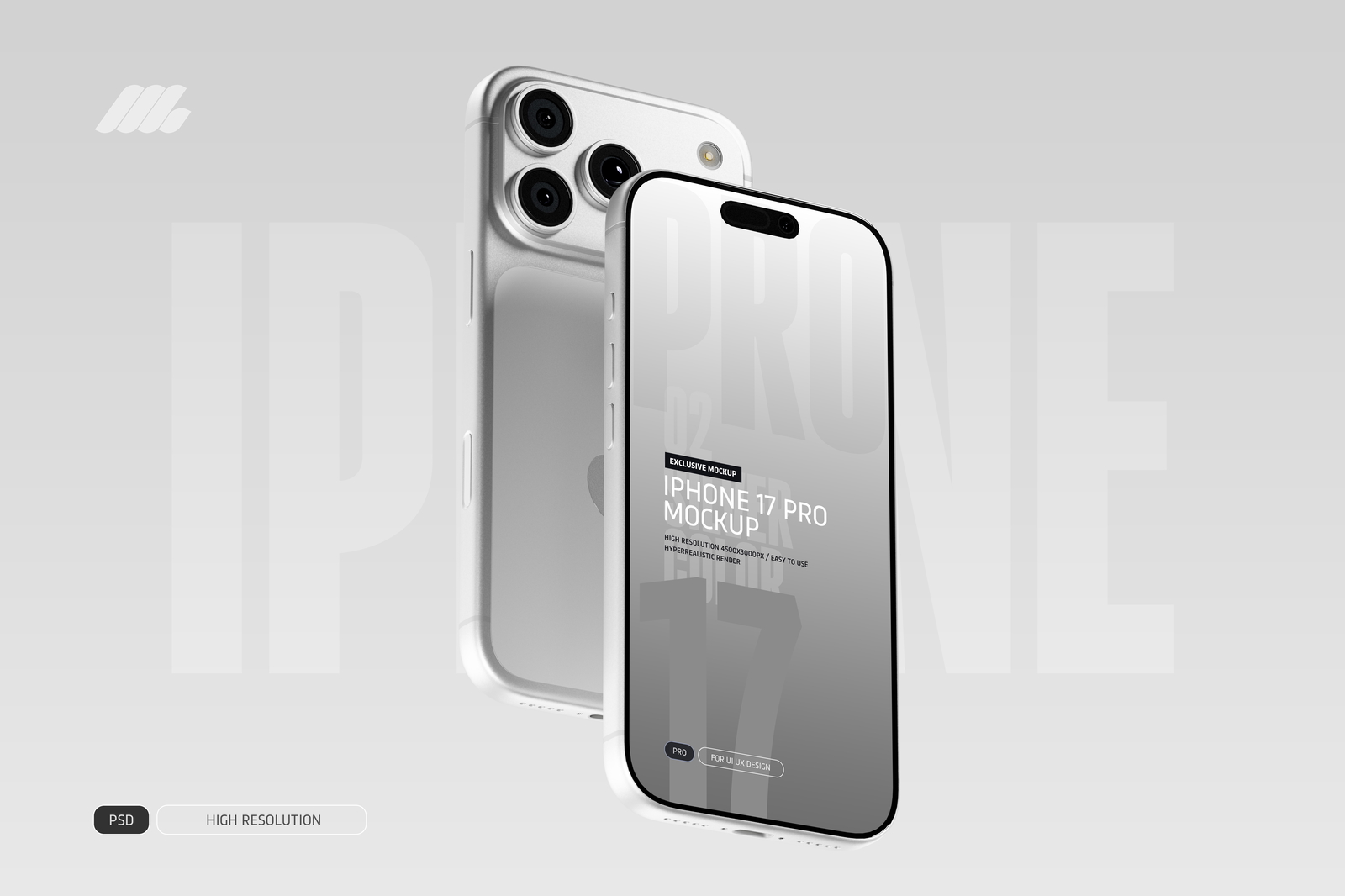 iPhone 17 Pro Mockup PSD Silver Color | Mockupnest
