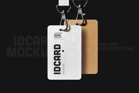 Free Two Lanyard ID Card Mockup | Mockupnest