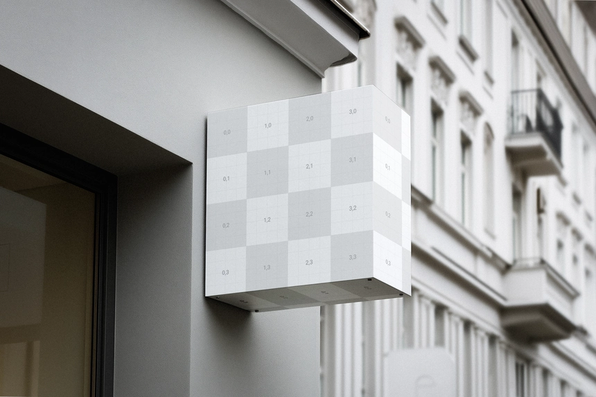 Square Box Signage Mockup | Mockupnest