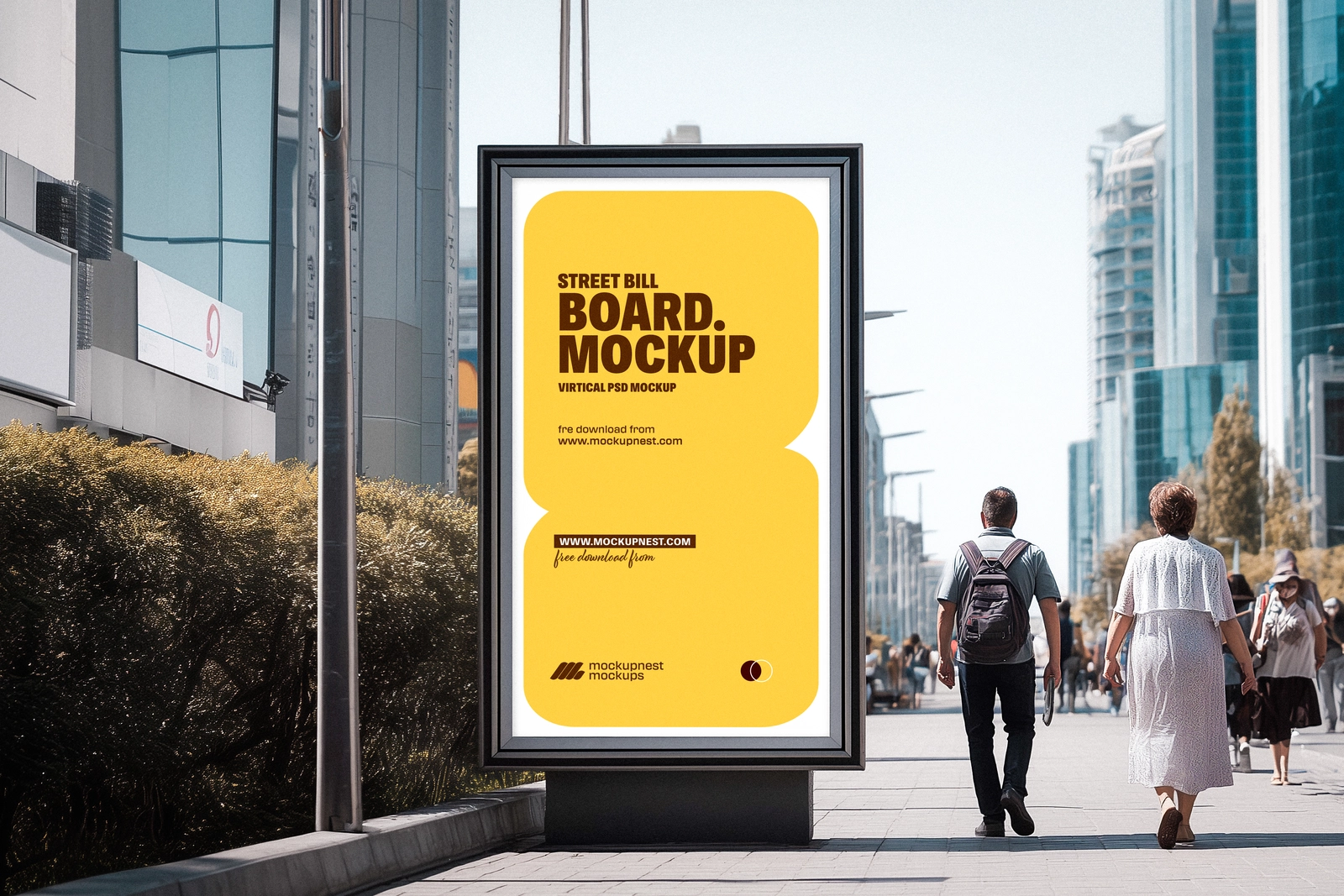 Free Vertical Street Billboard Mockup | Mockupnest