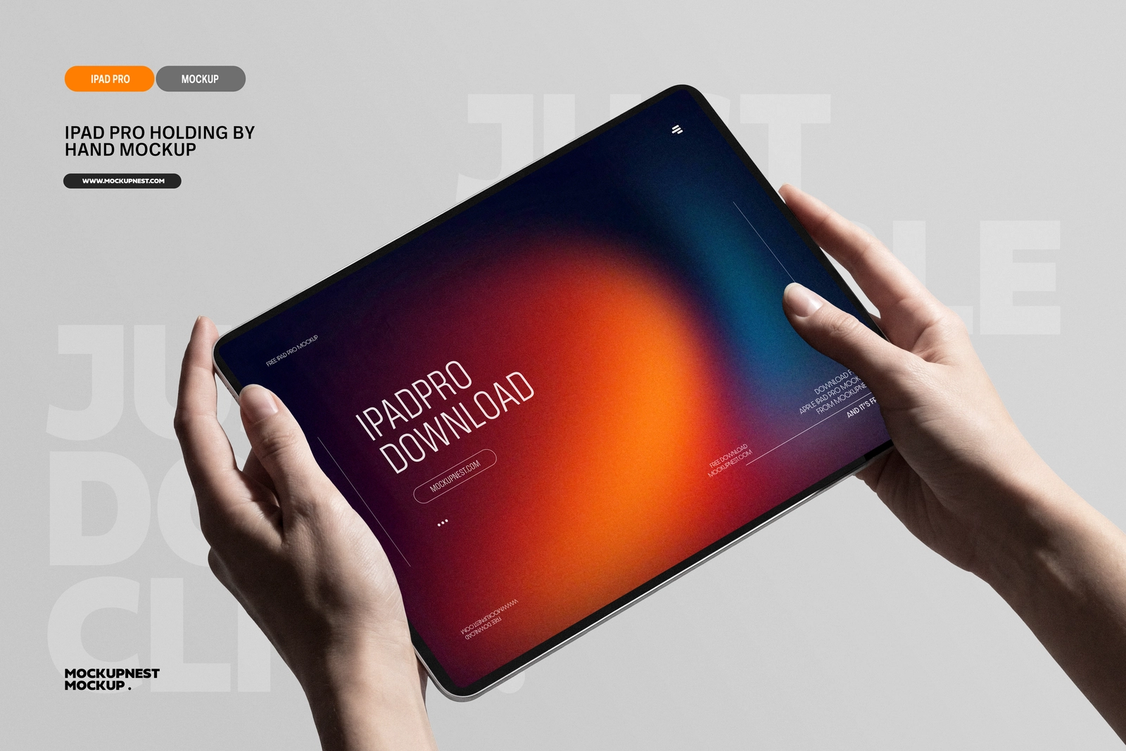 iPad Pro Holding By Hand Mockup | Mockupnest