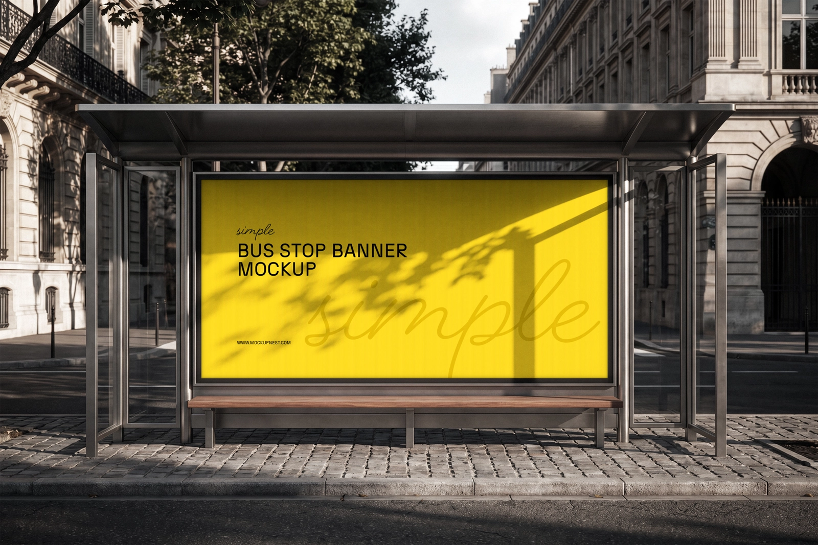 Free Simple Bus Stop Banner Mockup | Mockupnest